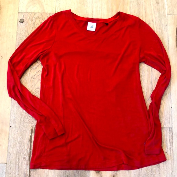 CAbi | Tops | Cabi 349 Red Chelsea Long Sleeve Tee Size Medium Good ...